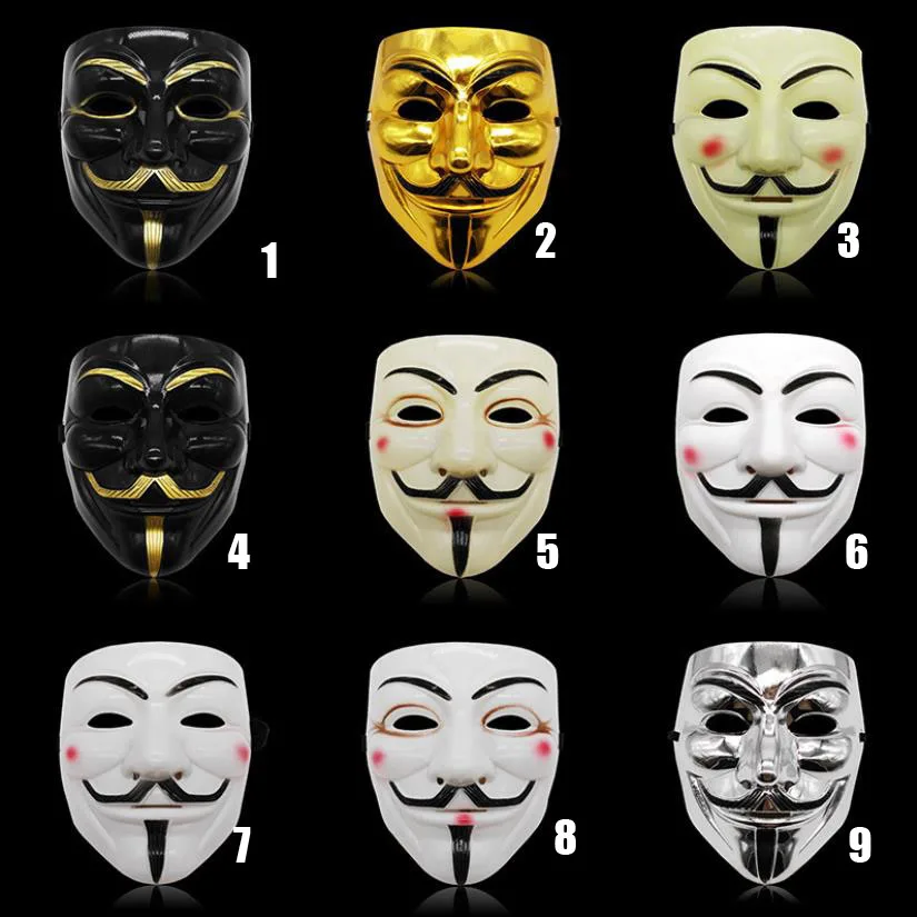 9 V Mask Masquerade Masks For Vendetta Anonymous Valentine Ball Party ...