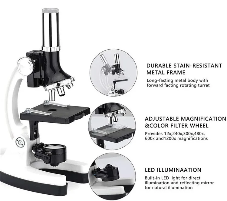 Microscope Kit 120X 1200X - Educational Toy for Kids