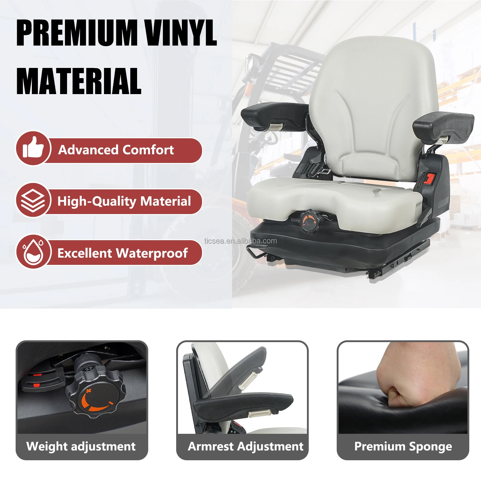 Highback Low Profile Suspension Tractor Seat - Comfort & Durability