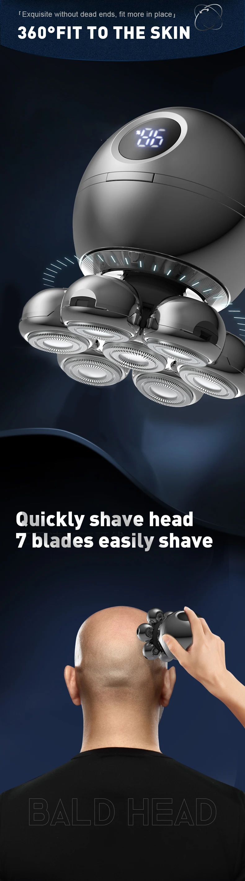 Lanumi RQ8870 Floating Shaver - Multifunctional Electric Clipper for Men