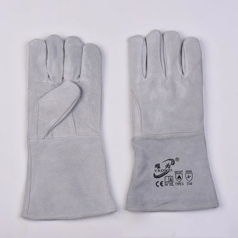 Long Cuff Cowhide Leather With Double Sided Velvet Material Liner Heat ...