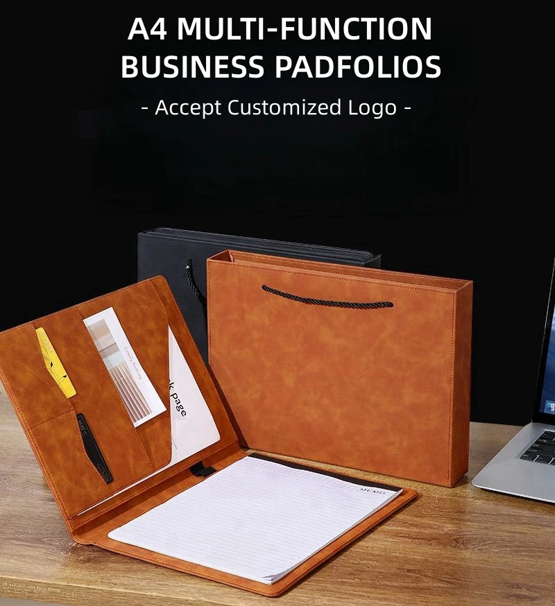 High Quality Business Padfolio PU Leather Documents Organizer Agenda ...