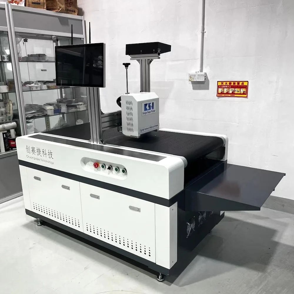 CSJ210A Single Pass Digital Printing Machine - Water Based Inkjet CMYK ...