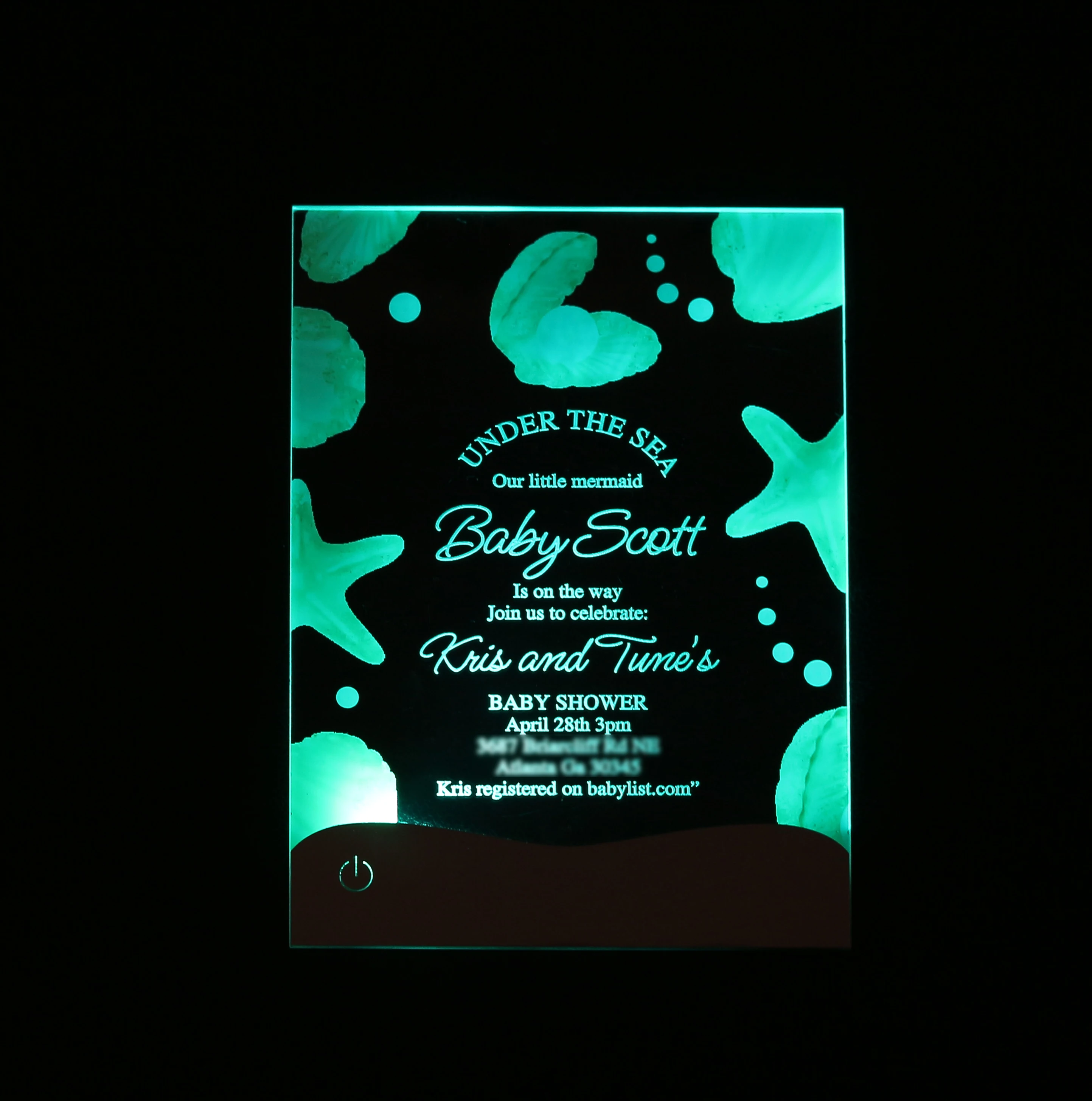 Creative LED Acrylic Baby Shower Invitation Cards With Envelope and Wax ...
