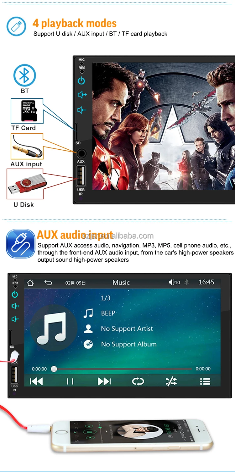 1 Din Car Radio Touch Screen 7 Inch Car Mp5 Video Player Car Dvd Player ...