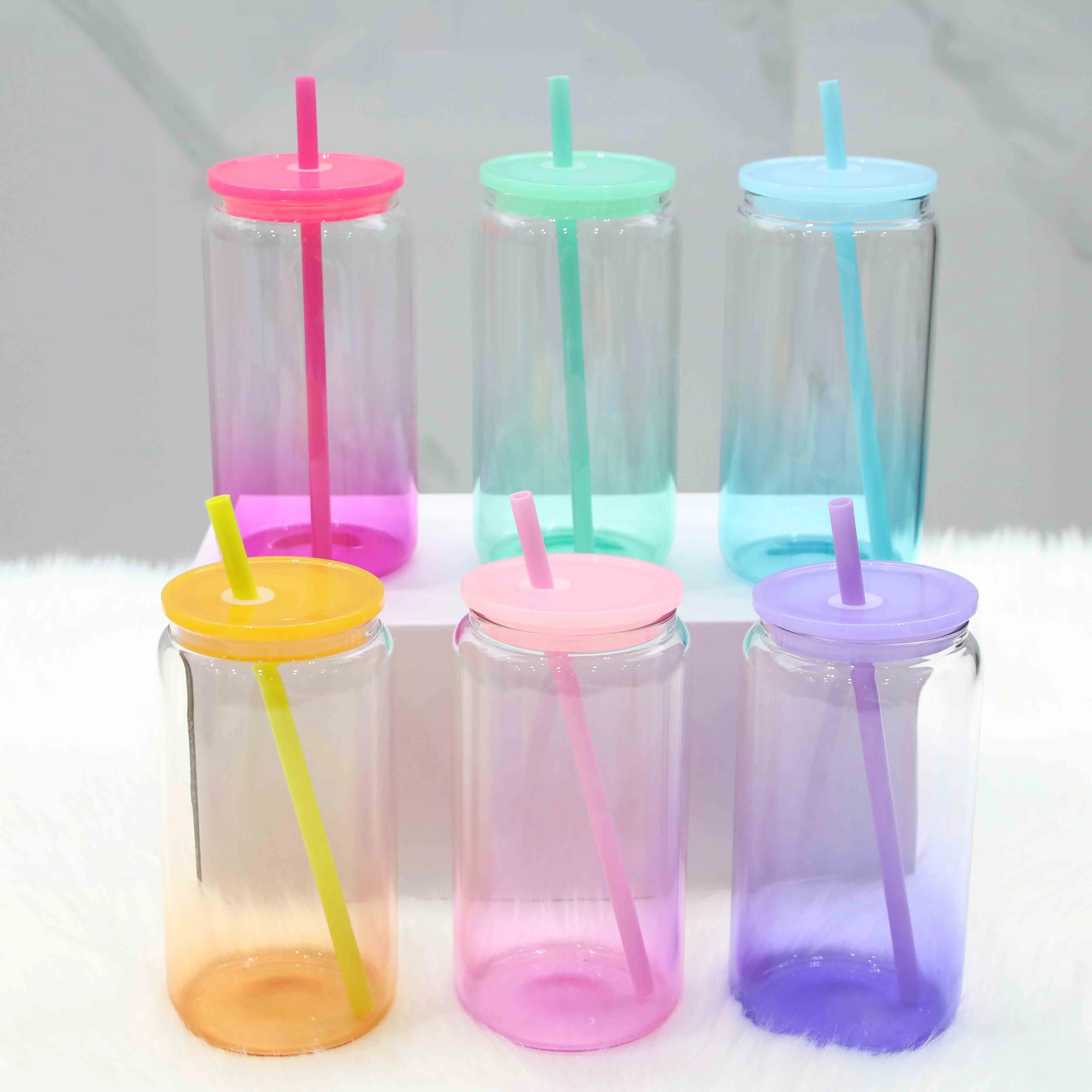 16oz Sublimation Libbey Glass Frosted Beer Mugs With Lid And Straw ...