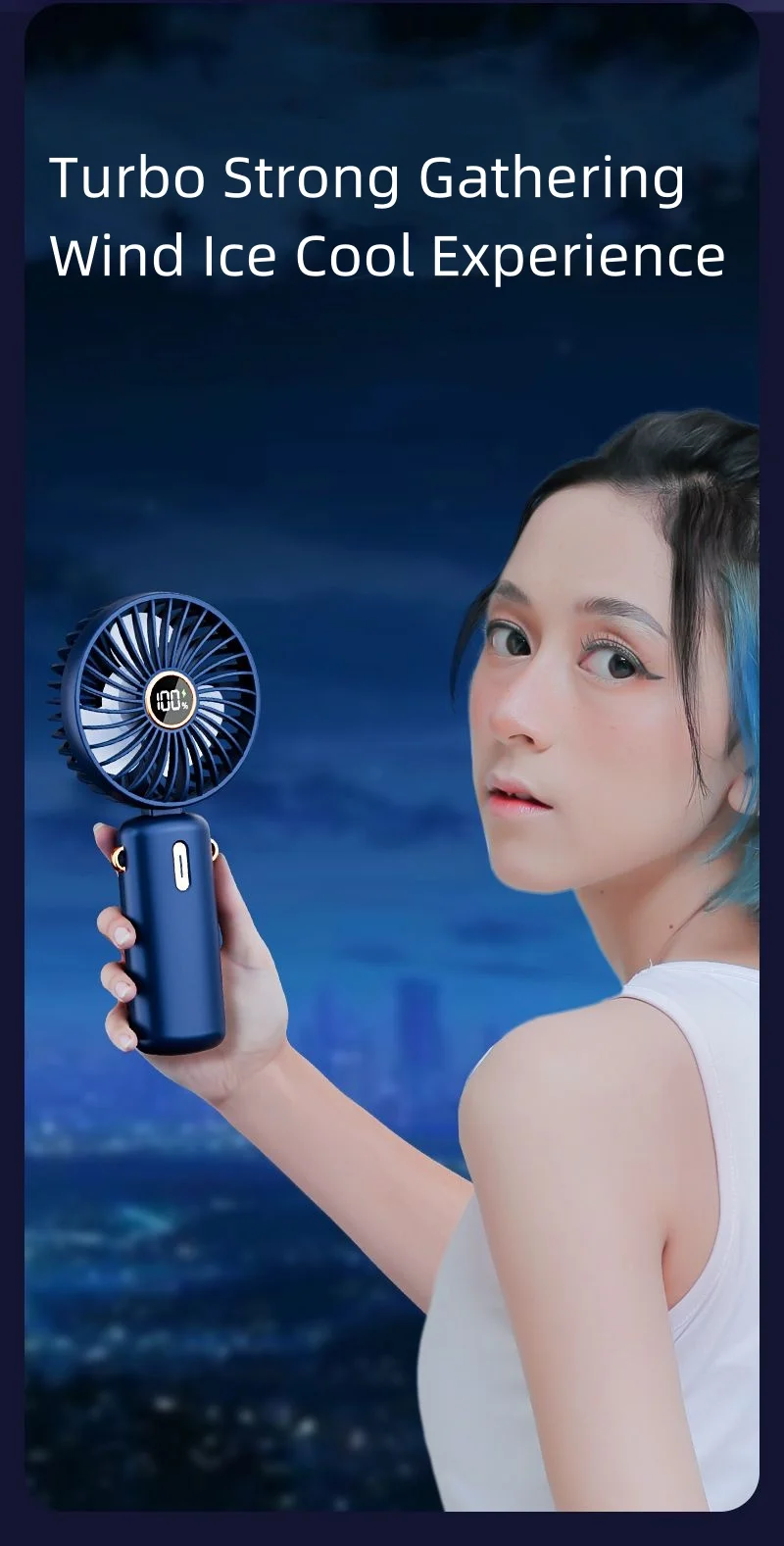 Private Model New Usb Handheld Fan Digital Display Folding Desktop Gift ...