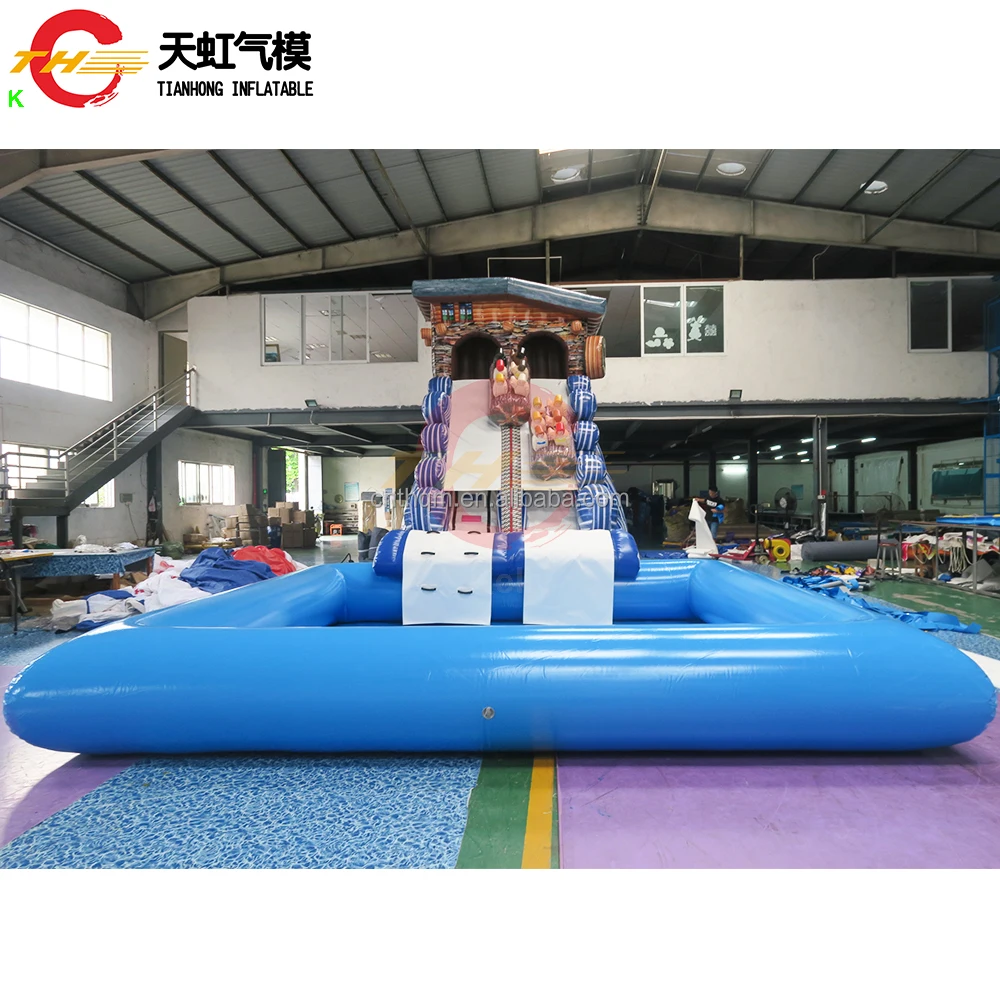 11x5m Pirate Boat Inflatable Water Slide With Swimming Pool Pirate Ship ...