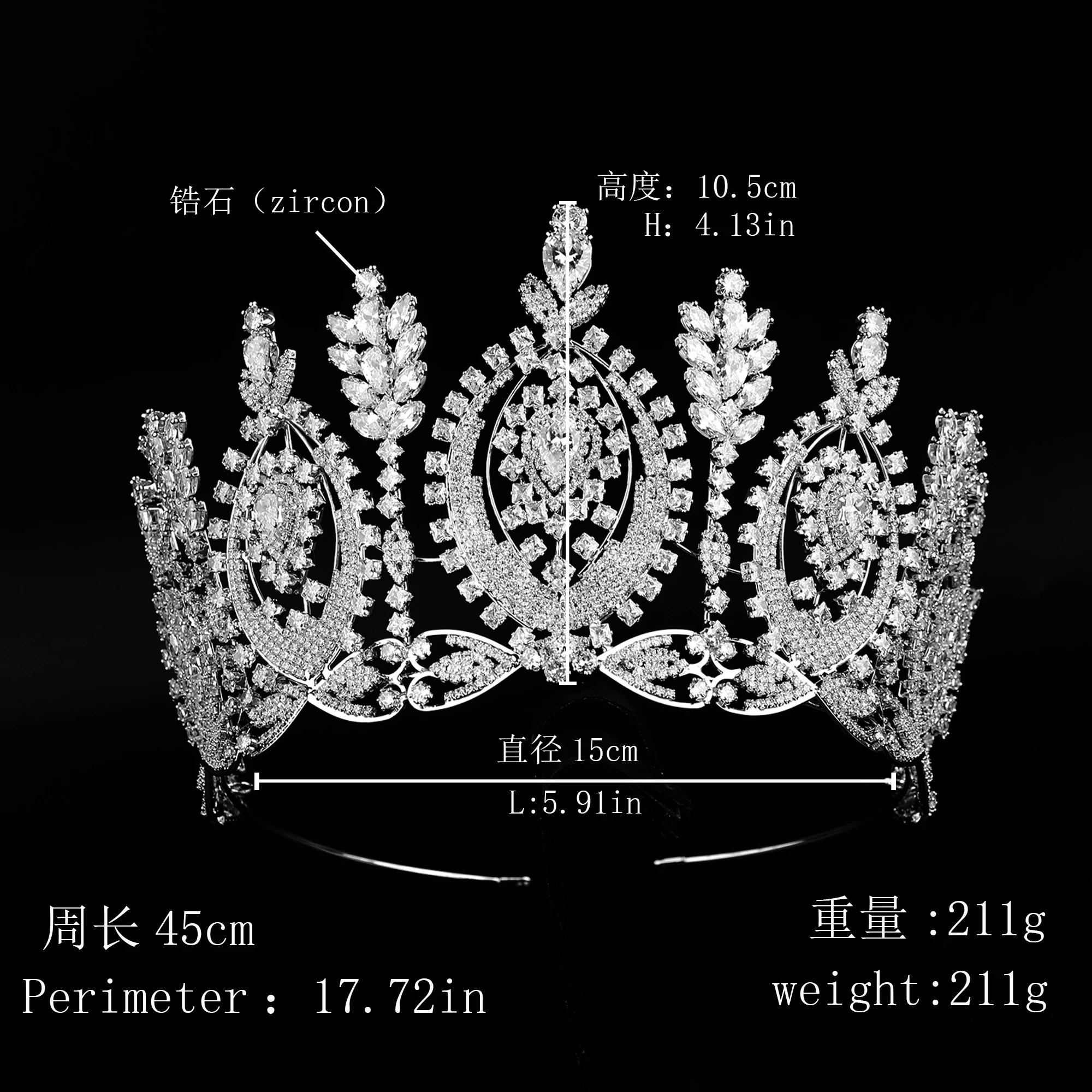 Handmade Luxury Miss Universe Pageant Crowns - 4 Inches