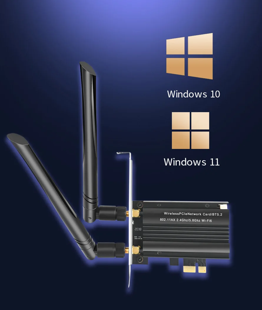 New 5400Mbps Wi-Fi 6 Adapter with BT5.2 Fast Signal PCI-E Wireless ...