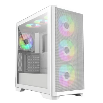 White Mesh Front Panel Full View Glass Gaming Computer Pc Chassis Case ...