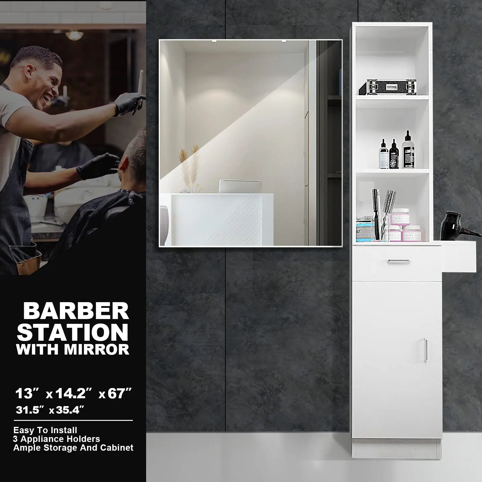 Station Baber Barber Station Mirrors Hair Salon Styling Mirrors Barber ...