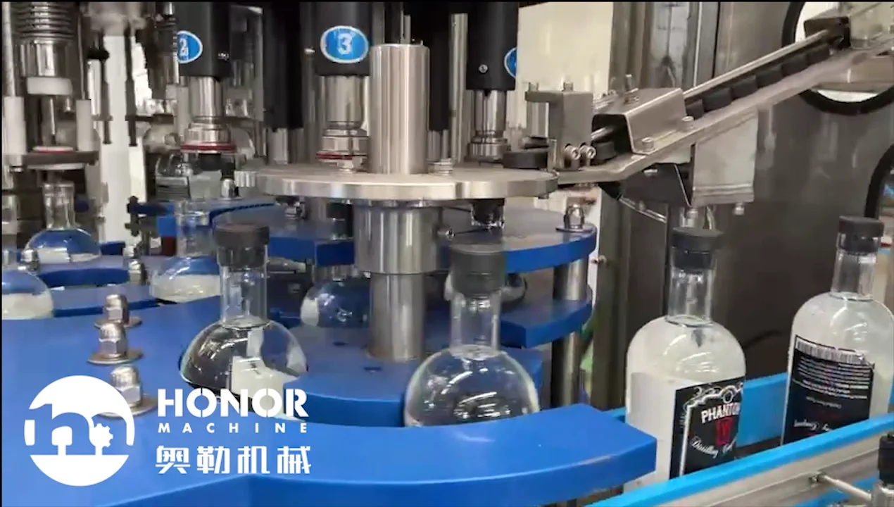 Glass Bottled Of Whiskey And Vodka Bottling Machine Champagne Filling ...