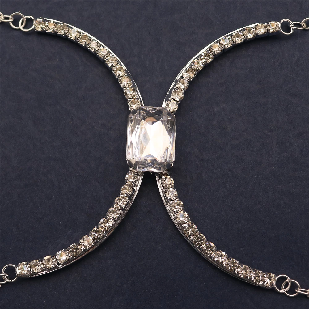 Square Crystal Chest Bracket Bra Chain Harness For Women Sexy Cross ...