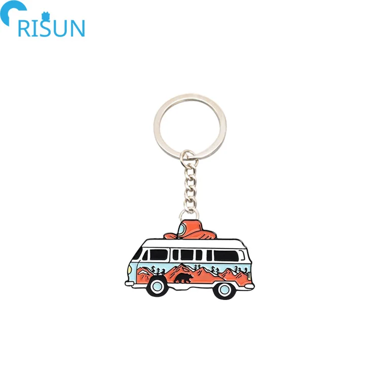 Manufacturer Cute Camper Car Enamel Keychain Van Custom Own Logo Hippie ...