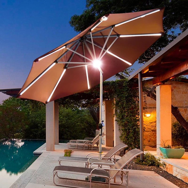Glamping Modern Design Outdoor Parasol Solar Led Light Parasol Patio ...