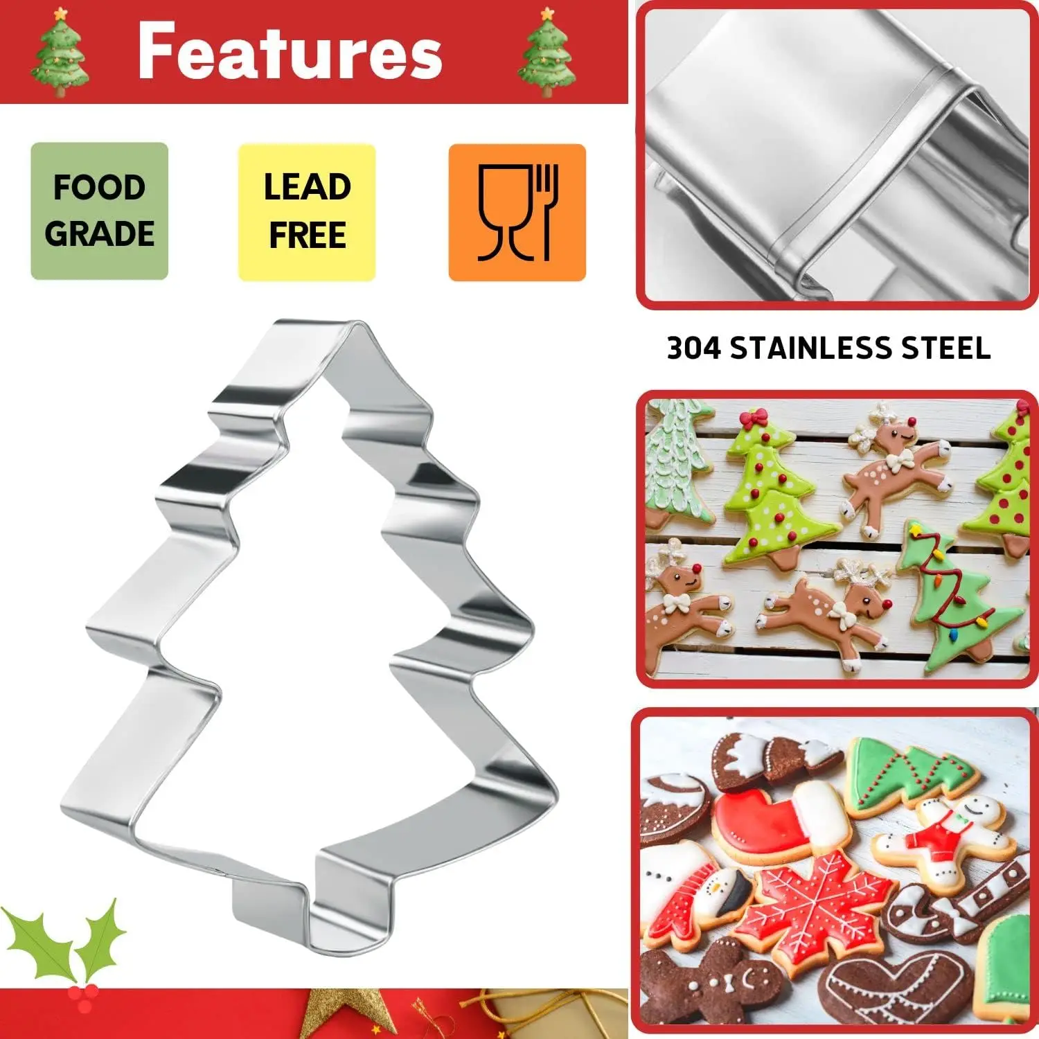 Christmas Cookie Cutters Set Of 25 - Stainless Steel Christmas Biscuit ...