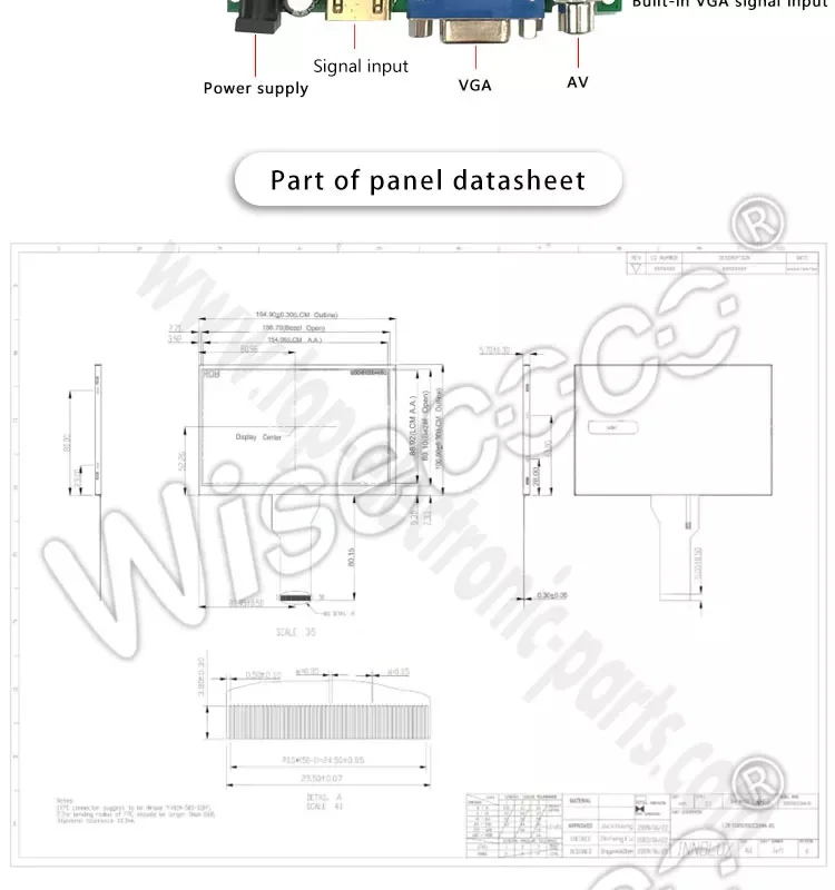 7 Inch LCD Screen - AT070TN94 50 Pin Connector TFT Display