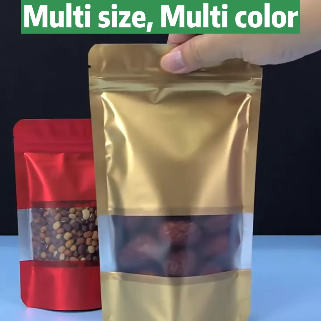 Custom Logo Aluminum Foil Bag With Window Zip Lock Ziplock Plastic Bags ...