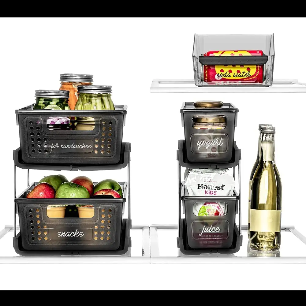 Divided Slide-out Storage Bins Under Sink And Cabinet Organizer Rack ...