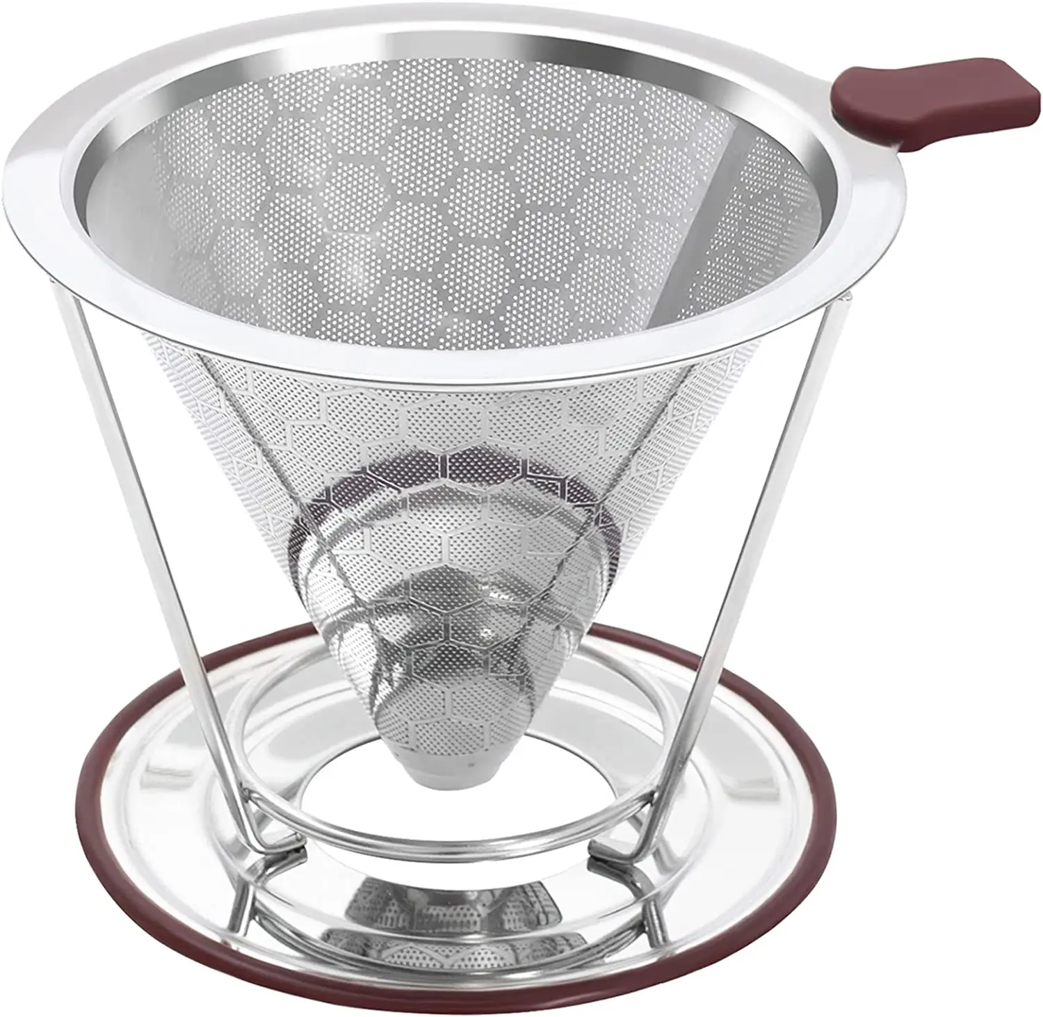 Stainless Steel Pour Over Coffee Cone Filter with Removable Stand ...