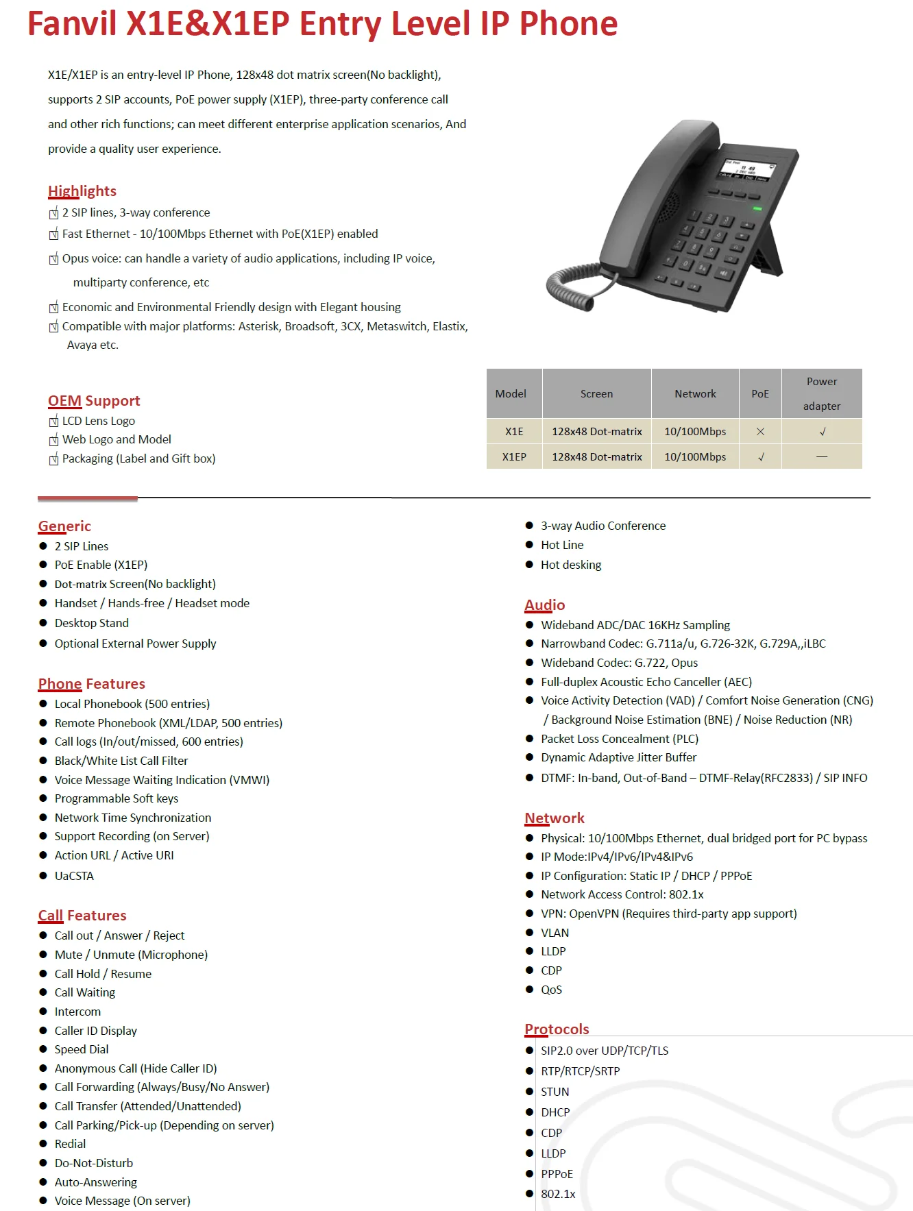 Telefone IP nível entrada Fanvil X1E X1EP| Alibaba.com