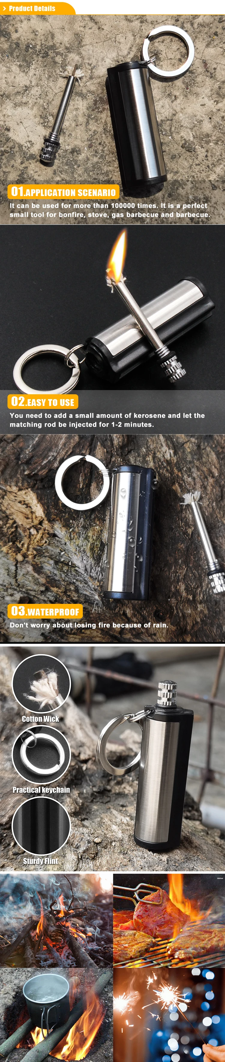 Baiyuheng Metal Forever Keychain Oil Candle Match Lighter