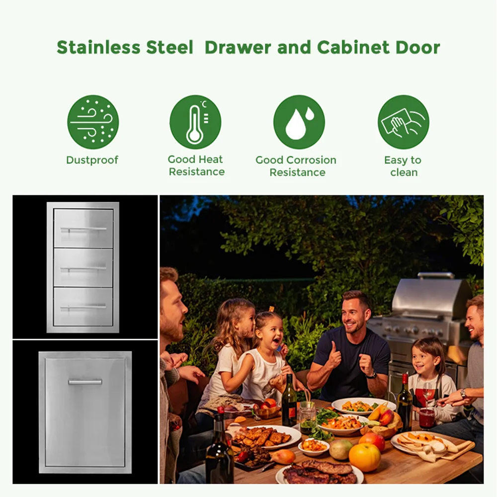 Stainless Barbecue Island Access Door BBQ Double Doors Backyard BBQ ...