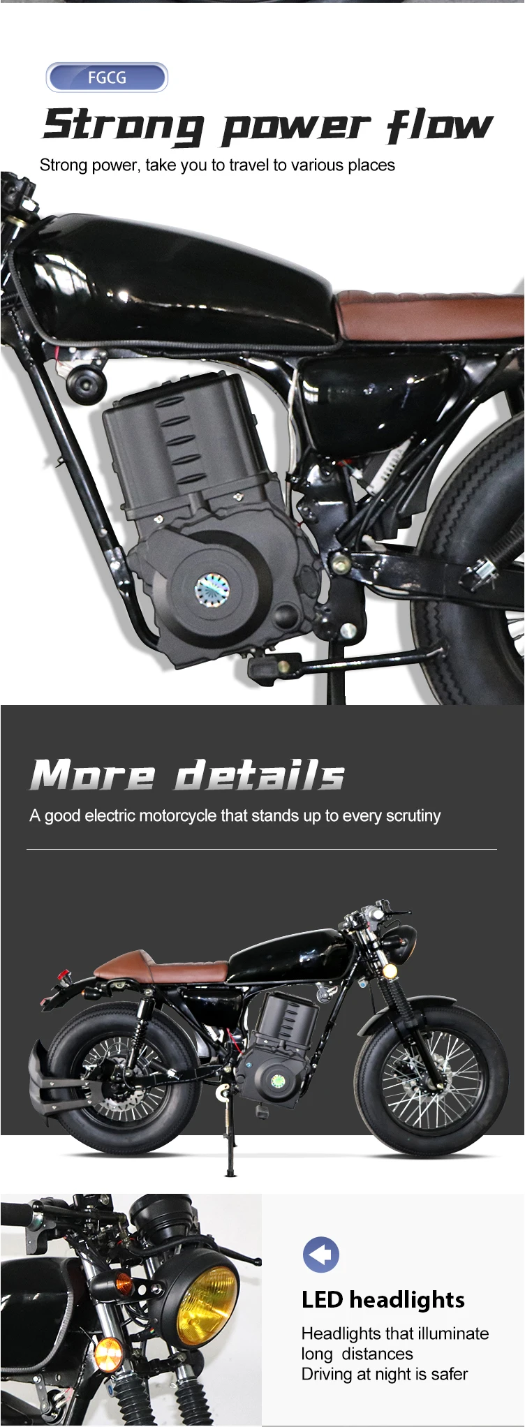 Electric Sport Racing Cafe Racer Motorcycle from Wuxi China