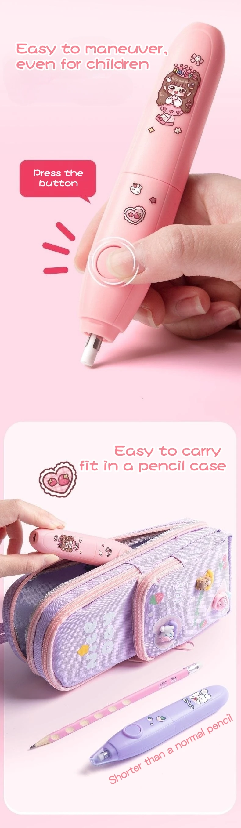 Best Selling Stationery Automatic Novelty Student Pencils Eraser Rubber ...