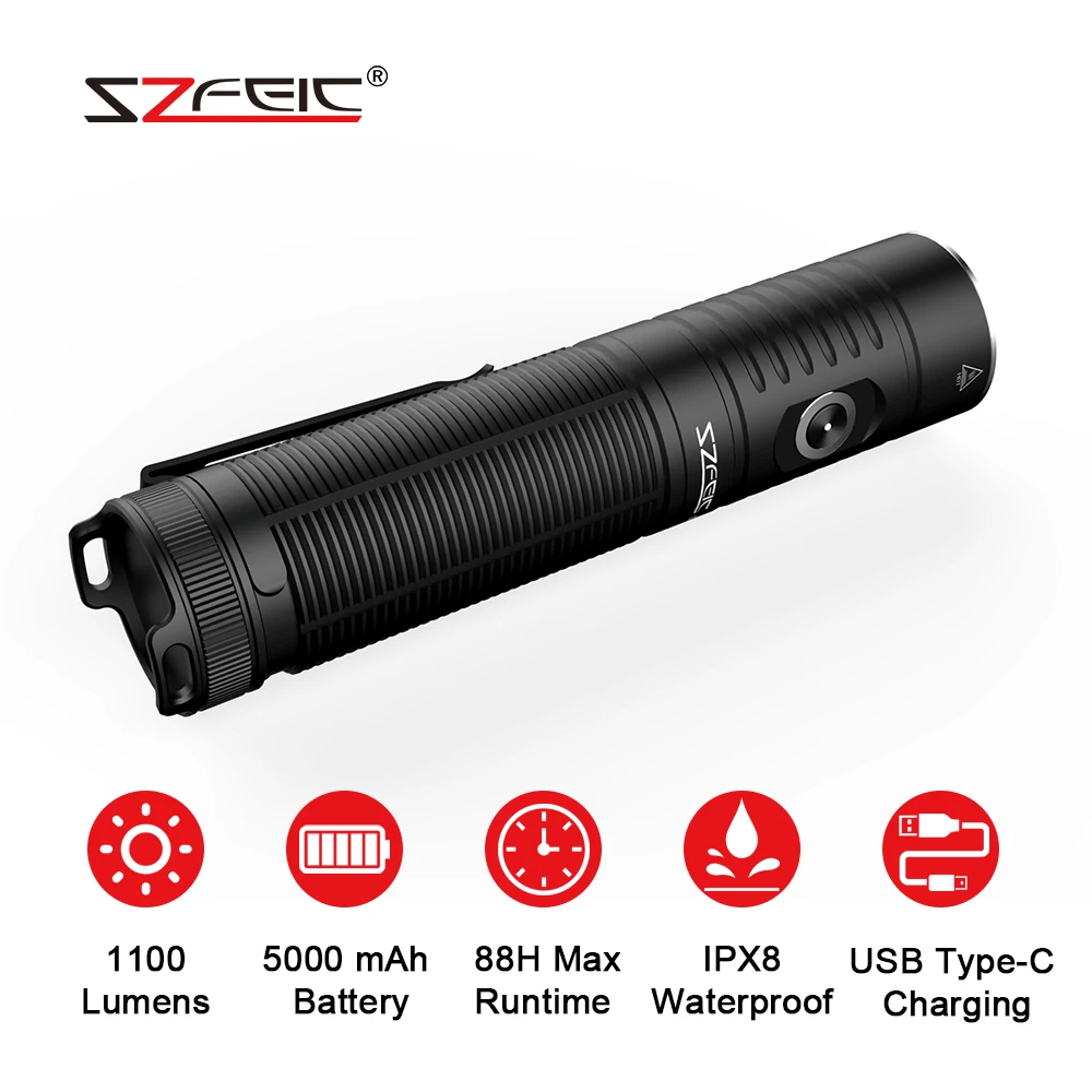 1100 Lumen Ultra Long Range Flashlight Long Distance Rechargeable ...