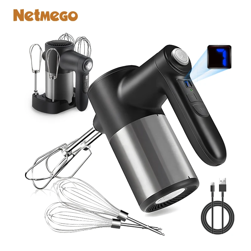 7-speed Rechargeable Hand Mixer 60 Watt Cordless Hand Mixer 6000mah ...