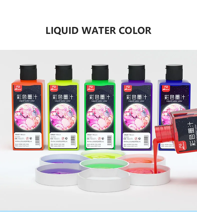 Non-toxic Water Soluble 8 Colors Liquid Watercolor Paint Art Drawing ...