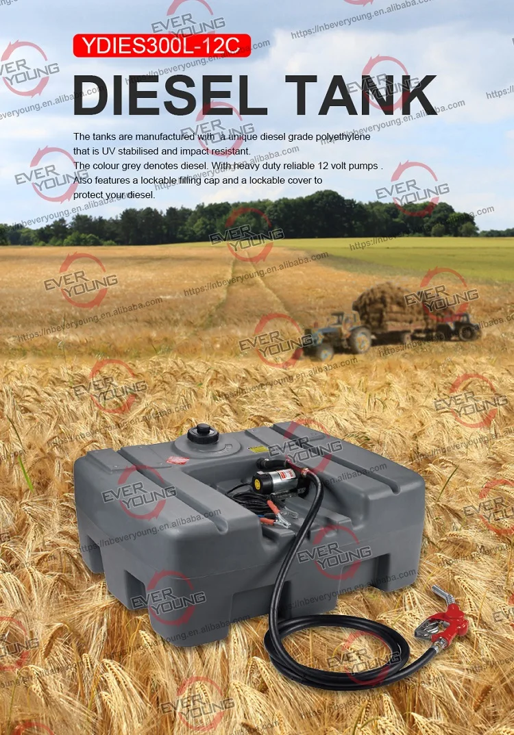 300L Diesel Transfer Tank with 12V Electric Pump - Easy to Operate
