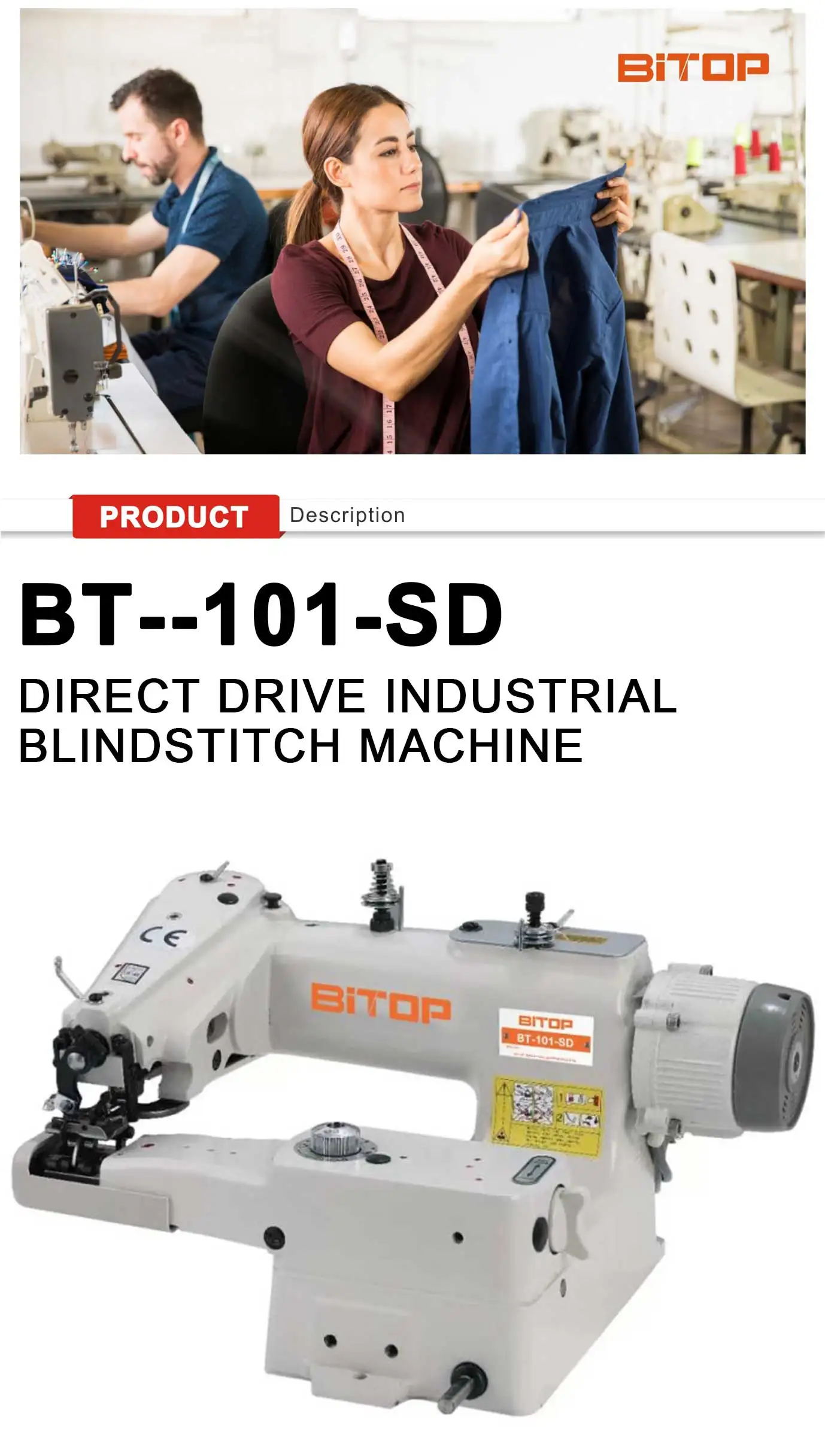 BT-101-SD Single Needle Double Thread Chain Stitch Desk-top Industrial ...