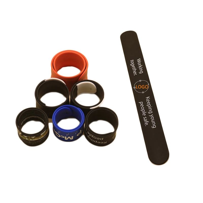 Wholesale Custom Logo Wide Slap Silicone Band Rubber Snap Wristband ...
