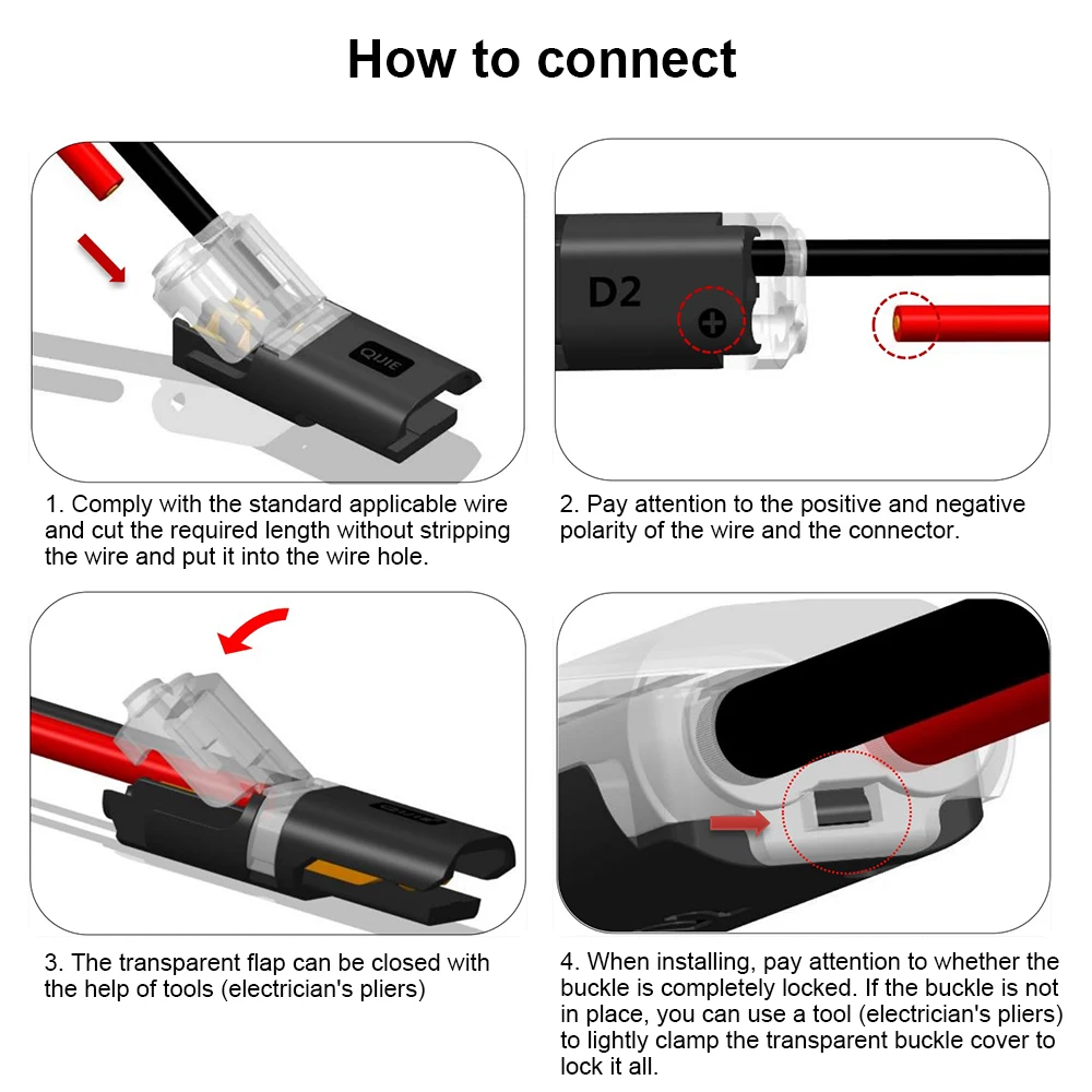 Low Voltage No Wire-Stripping Toolless LED Wire Connectors
