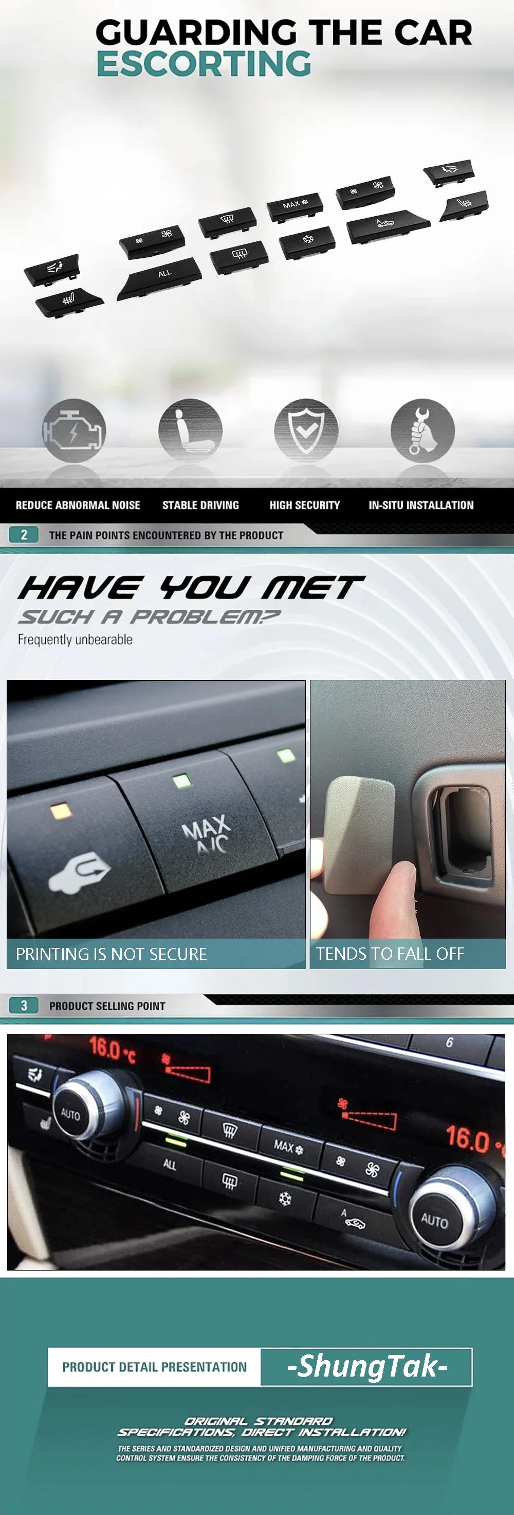 Air Conditioning Control Button Console Dashboard AC Button for BMW 5 ...