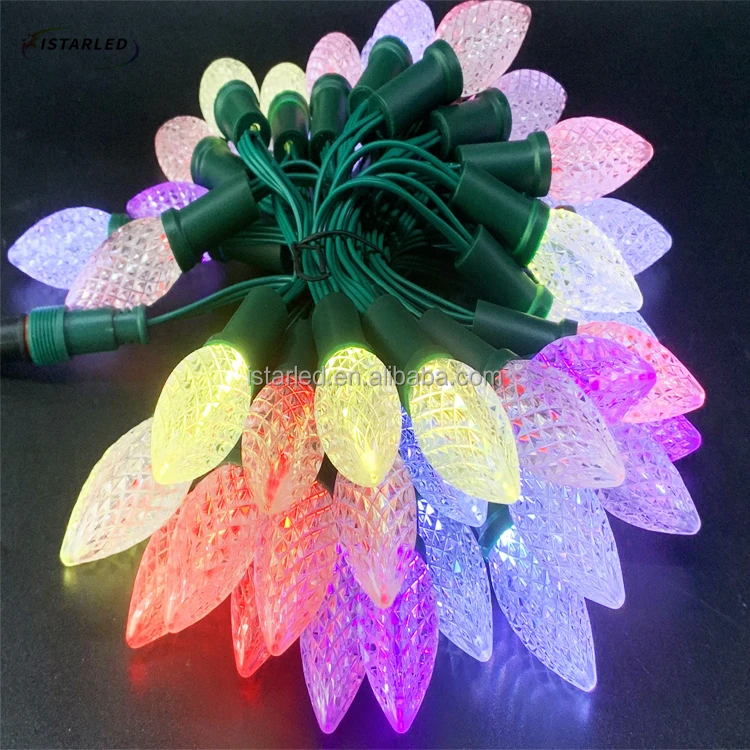 12mm C9 RGB Christmas LED Pixel String Lights - IP67 Waterproof