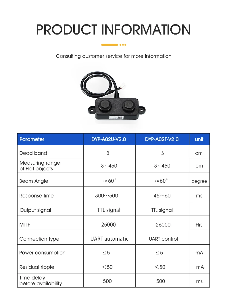 DYP-A02 Ultrasonic Smart Sewer Waste Bin Management Sensor