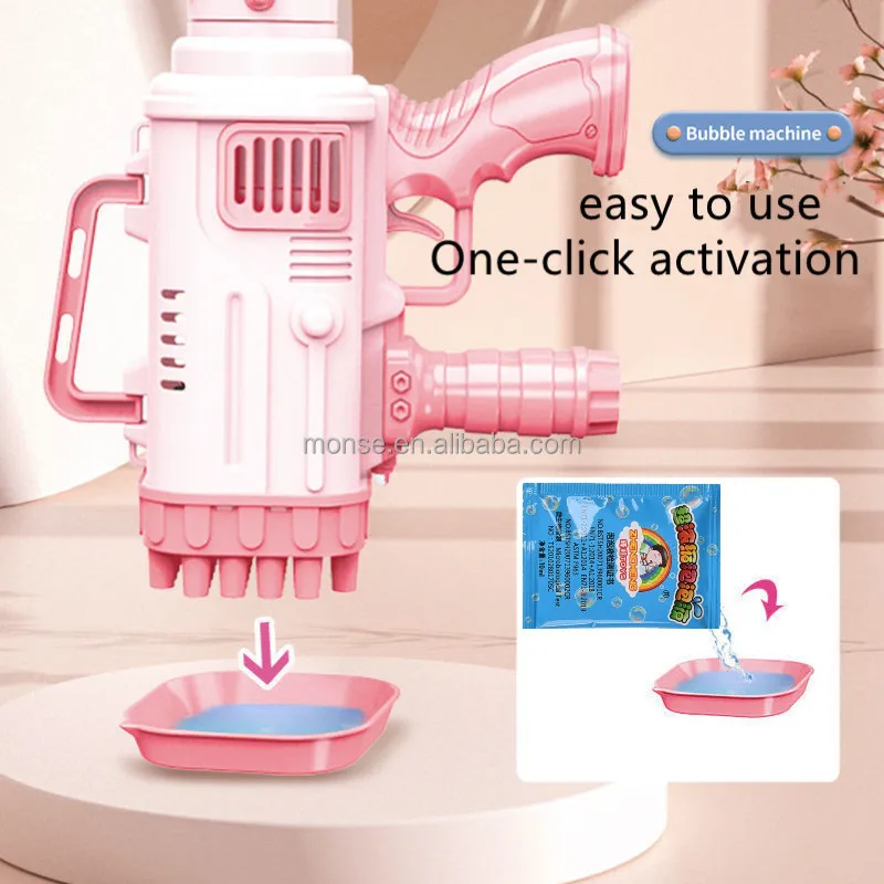 Hot Kids Bazooka Bubble Gun Toy 32-hole Electric Automatic Bubble ...