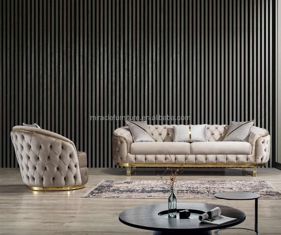 Luxury Living Room - Stainless Steel Lounge Sofa 123 Seat