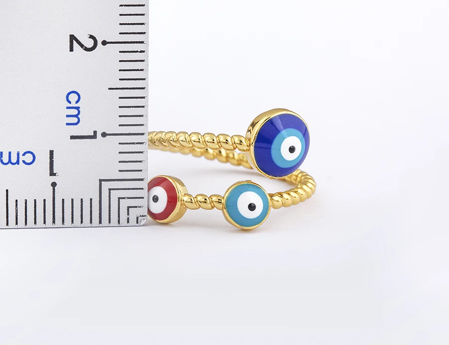 Qiku Punk Enamel Color Evil Eye Design Opening Adjustable Ring Gold ...