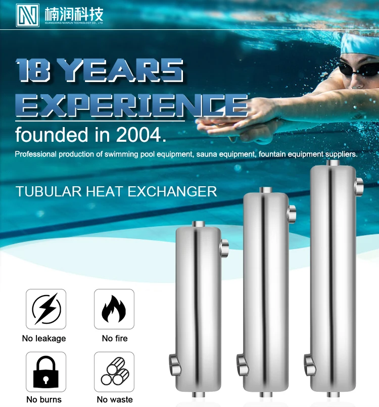 Stainless Steel Swimming Pool Tube Heat Exchanger Tubular Hot And Cold ...