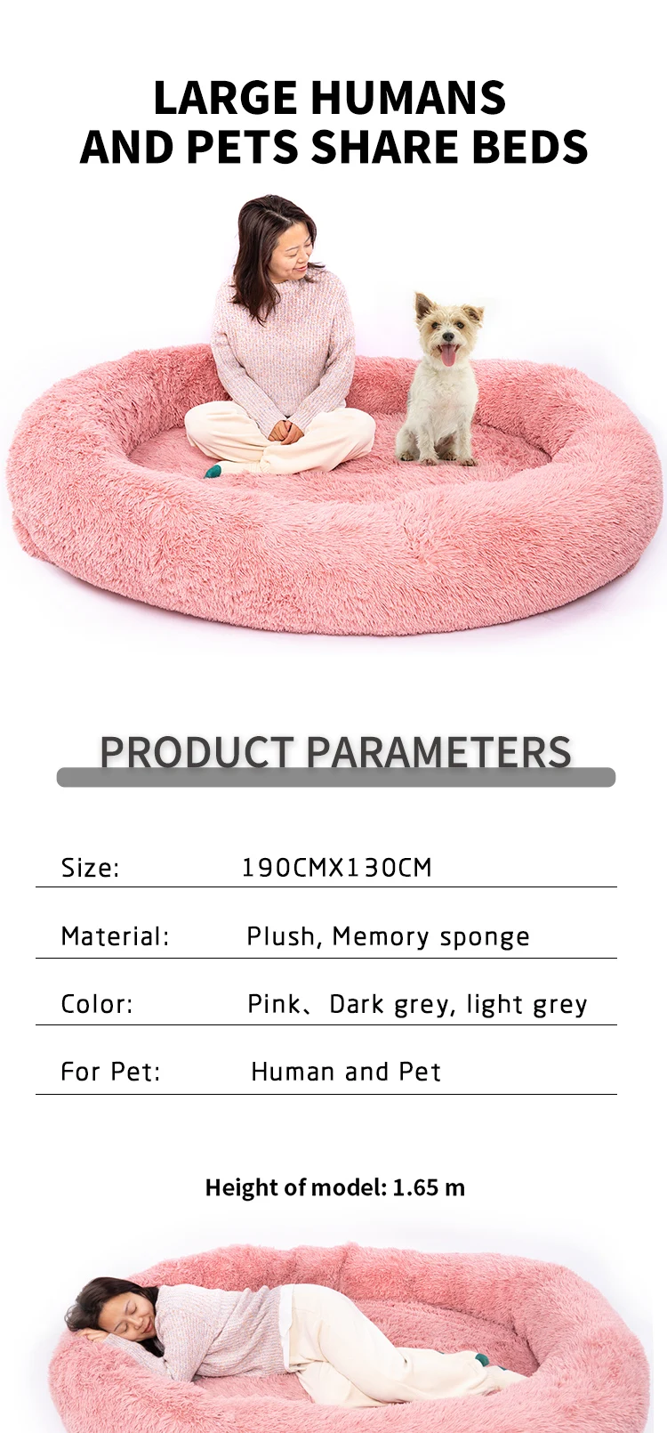 Wholesale Popular Giant Round Plush Cozy Humans Dog Bed For People ...