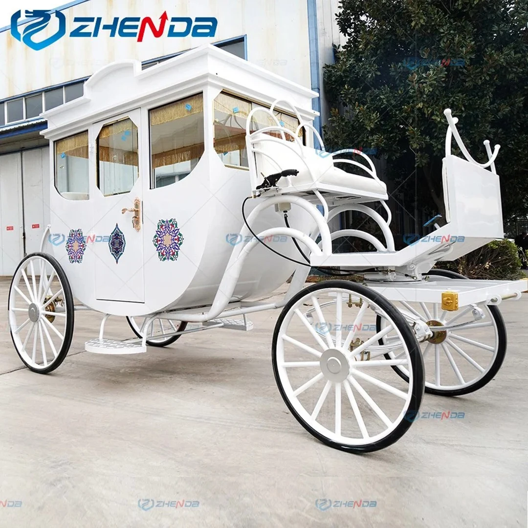 Zhenda White Royal Carriage Electric Horse Carriage Can Be Customized ...