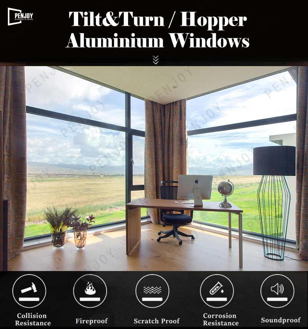 American Style Custom White Color Aluminum Window Tilt Only Opening and ...