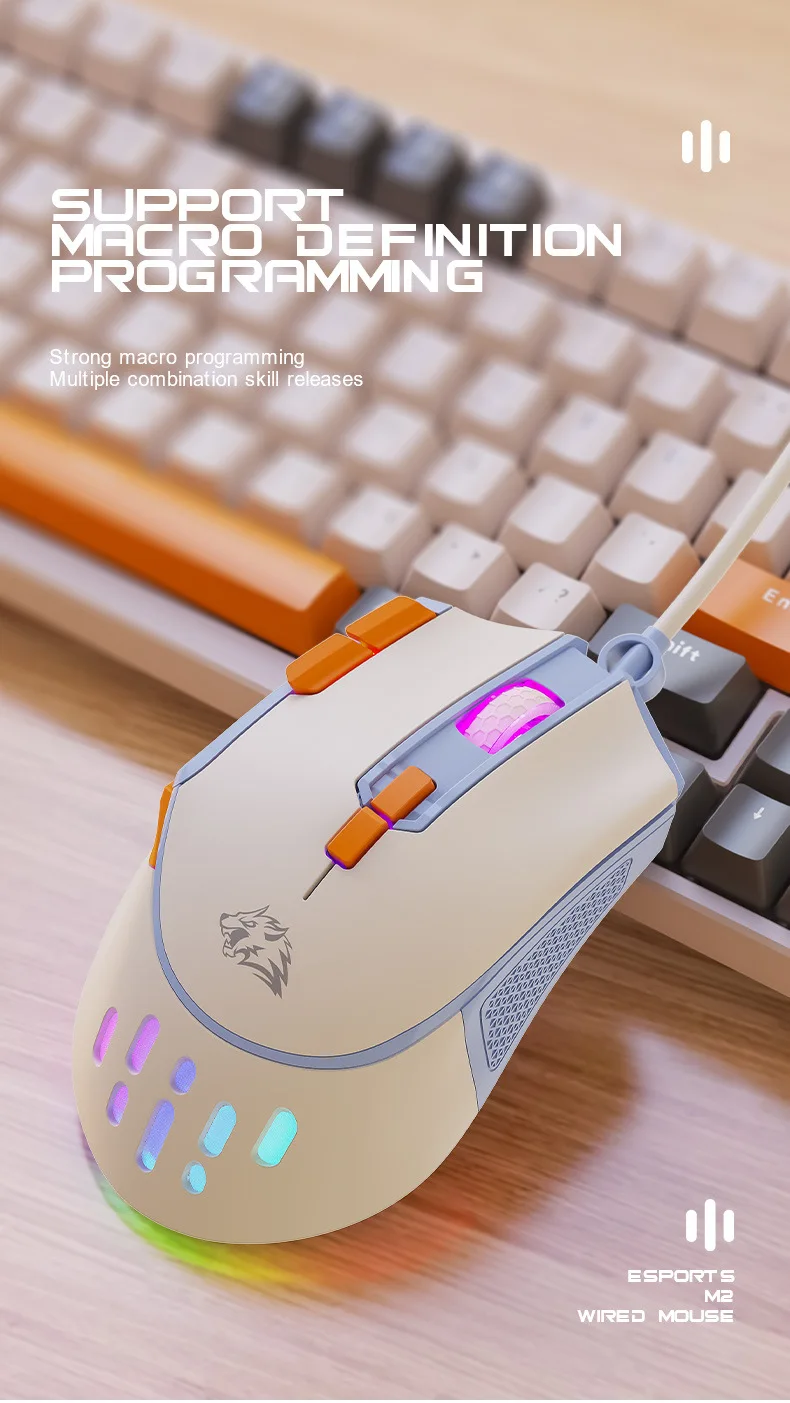 Ergonomic M2 Game Mouse for Laptop – 12800 DPI, Customizable RGB ...