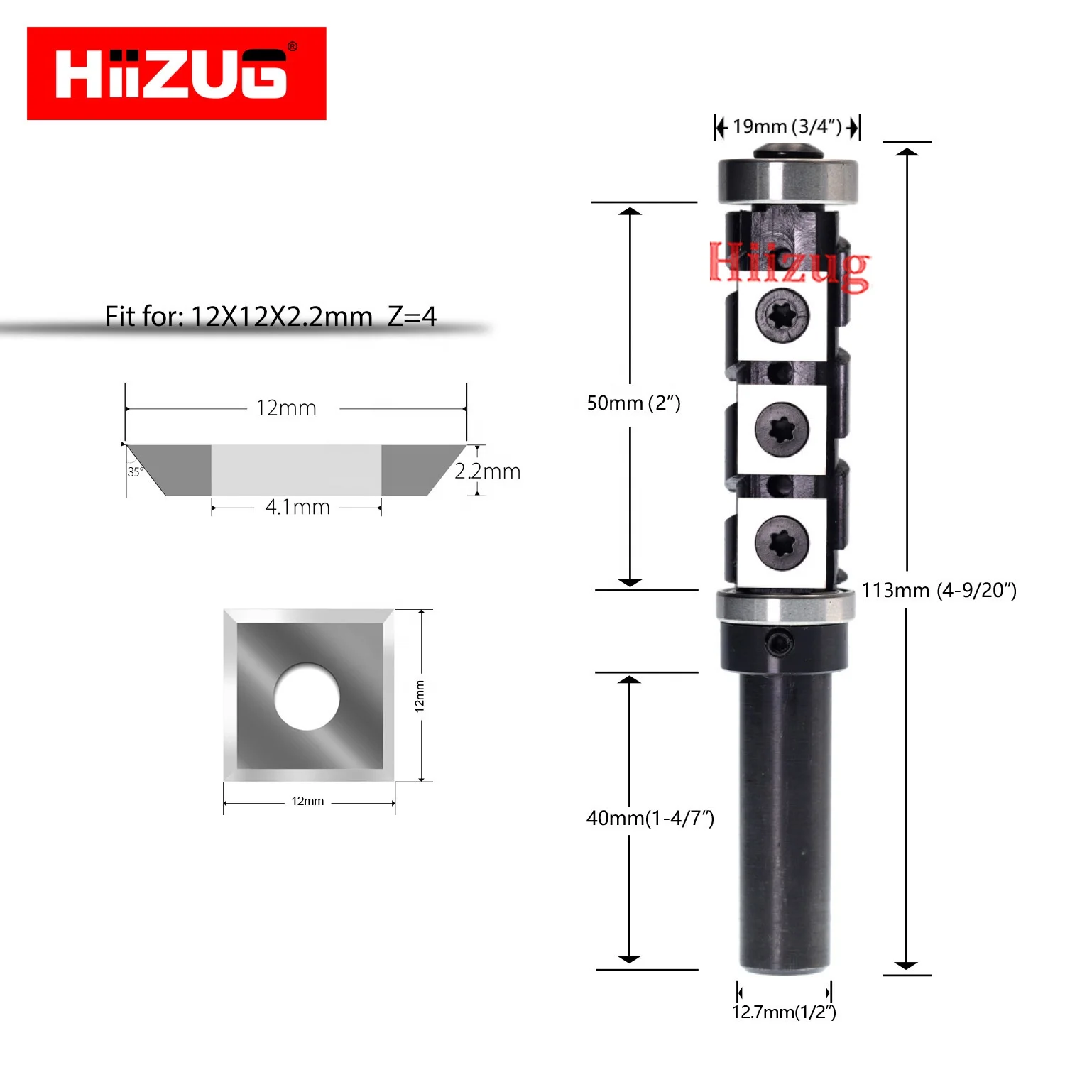 Hiizug Double Bearing CNC Spiral Router Bit Insert Carbide Milling ...