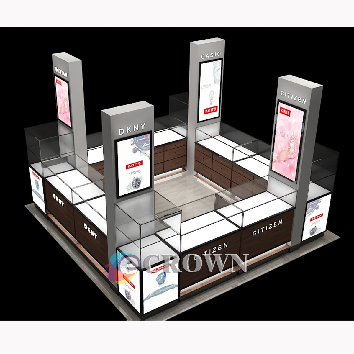 Kiosk Design Display Booth Counter Watches Display Showcase Watchband ...